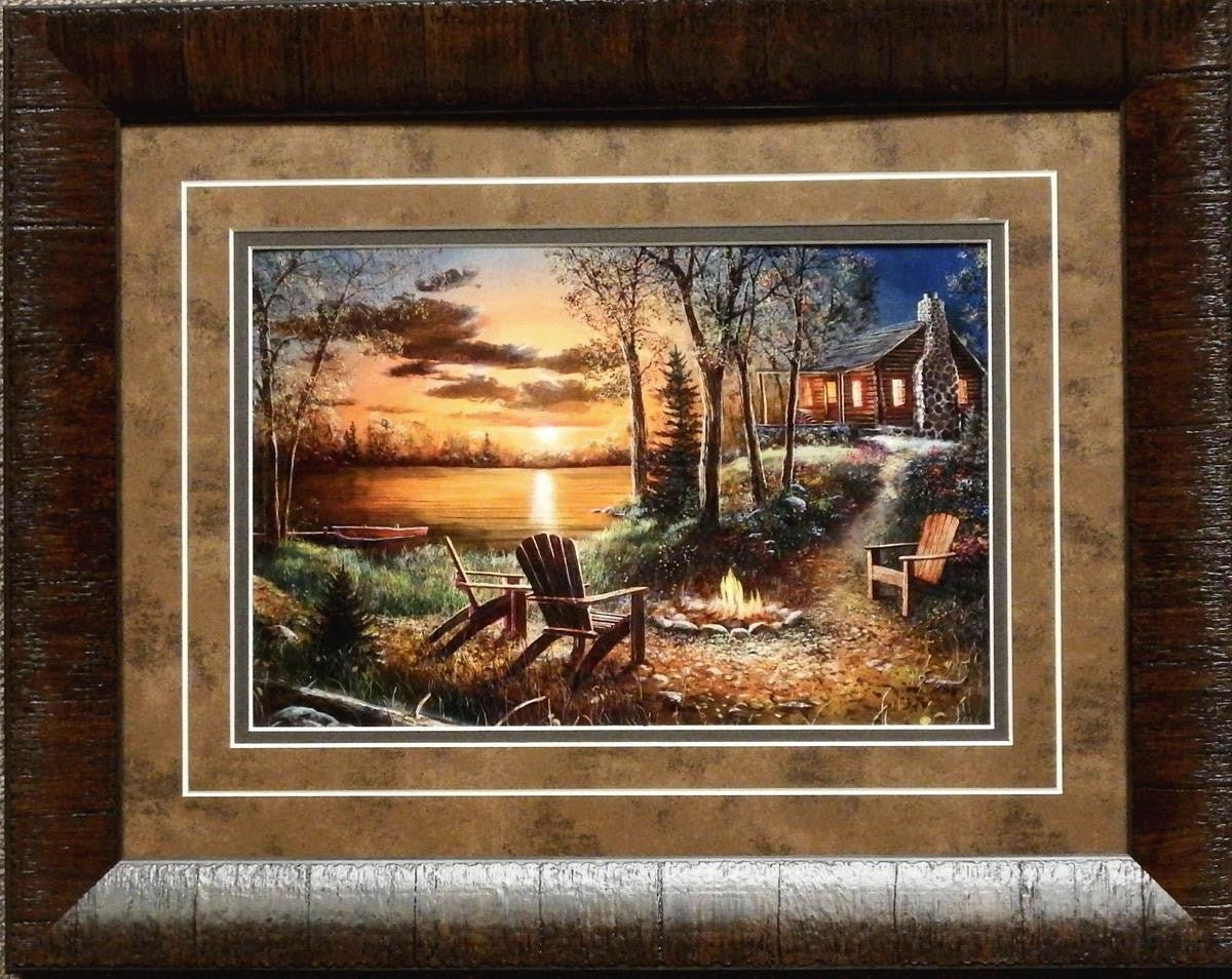 Jim Hansel Fireside Cabin Campfire Lake Art Print-framed-19 X 15 - Etsy
