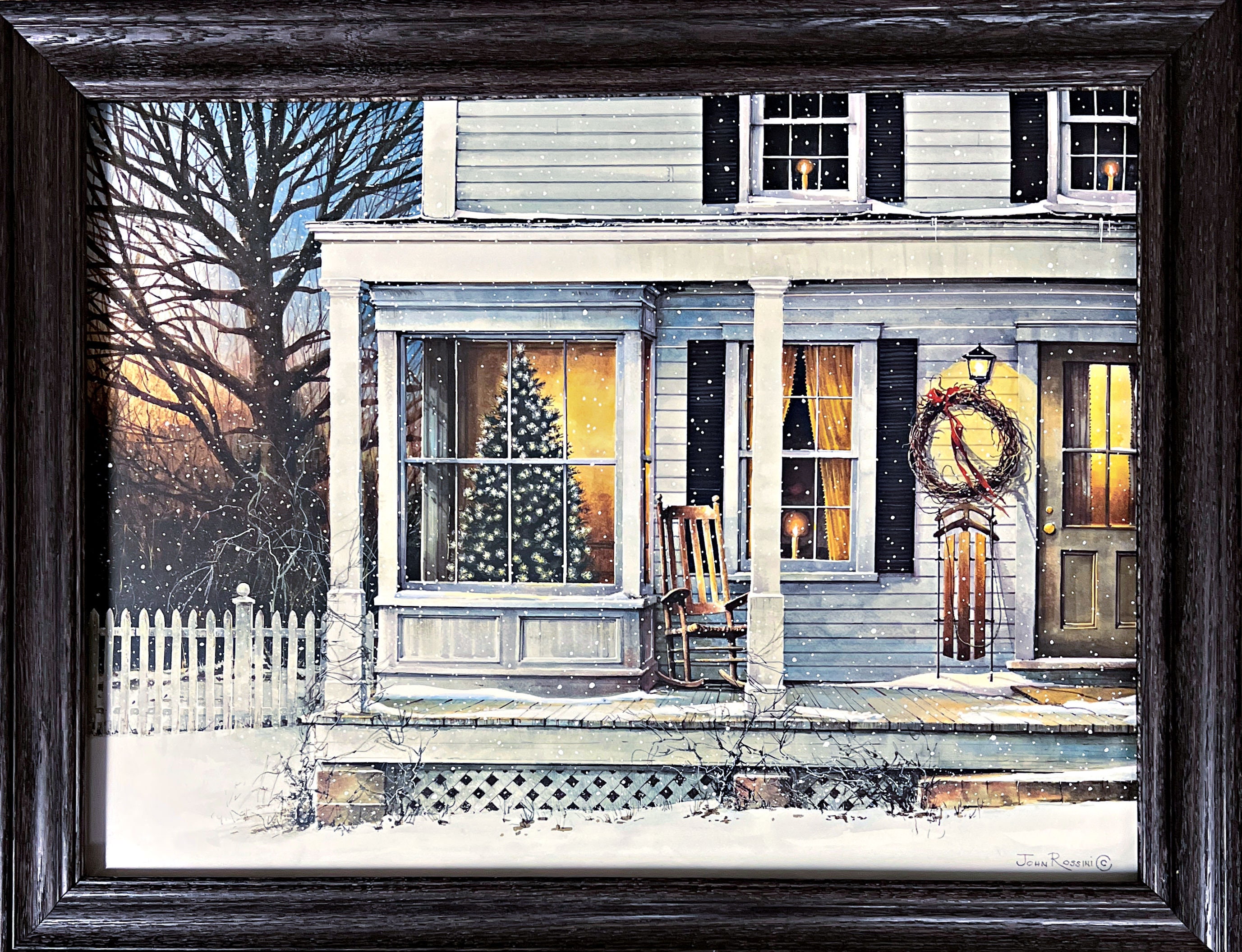John Rossini December Glow Christmas Art Premium Framed Print wood 28 X ...