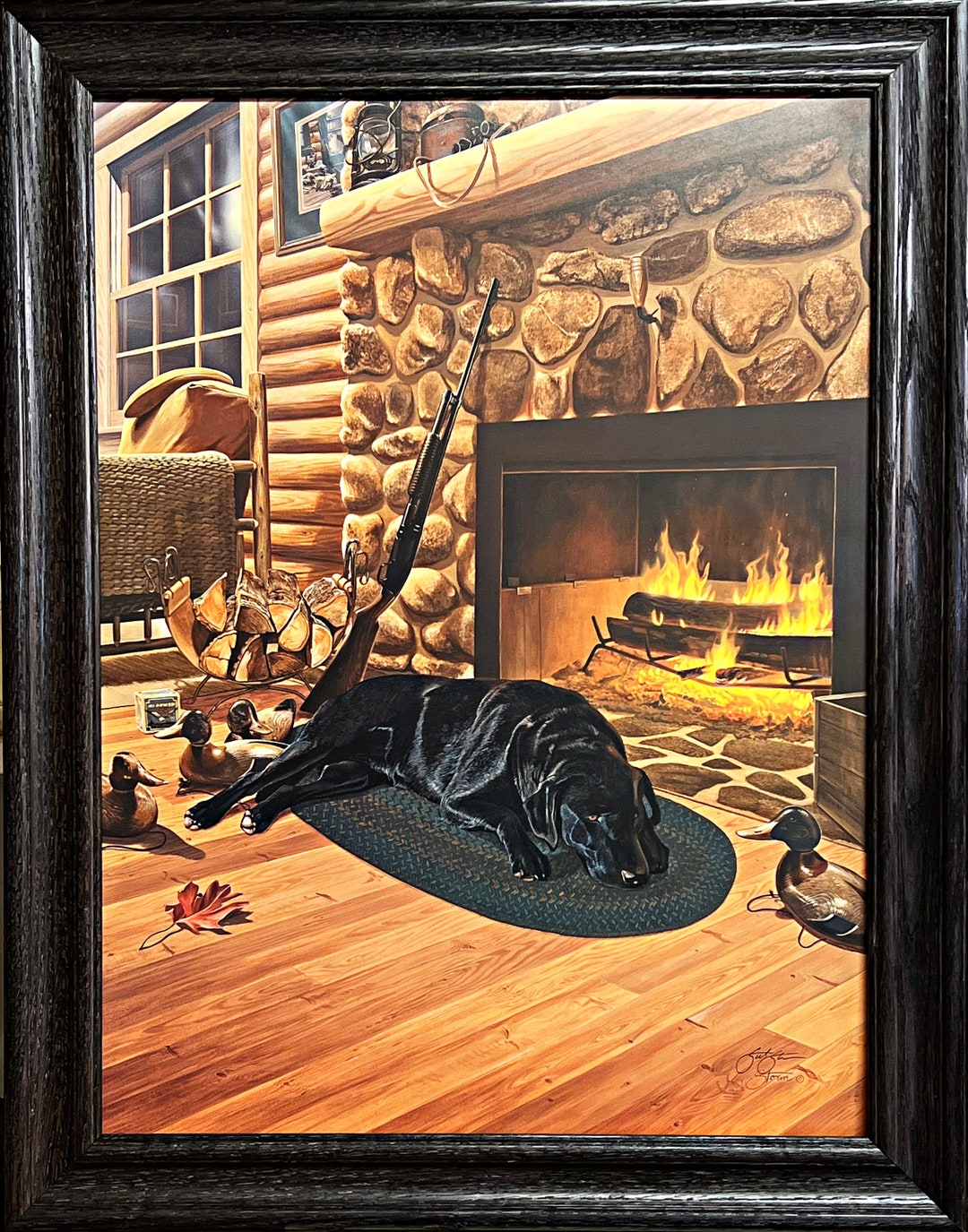 Scot Storm Day's End Black Lab With Decoy Framed Signed Print 22 X 28 ...