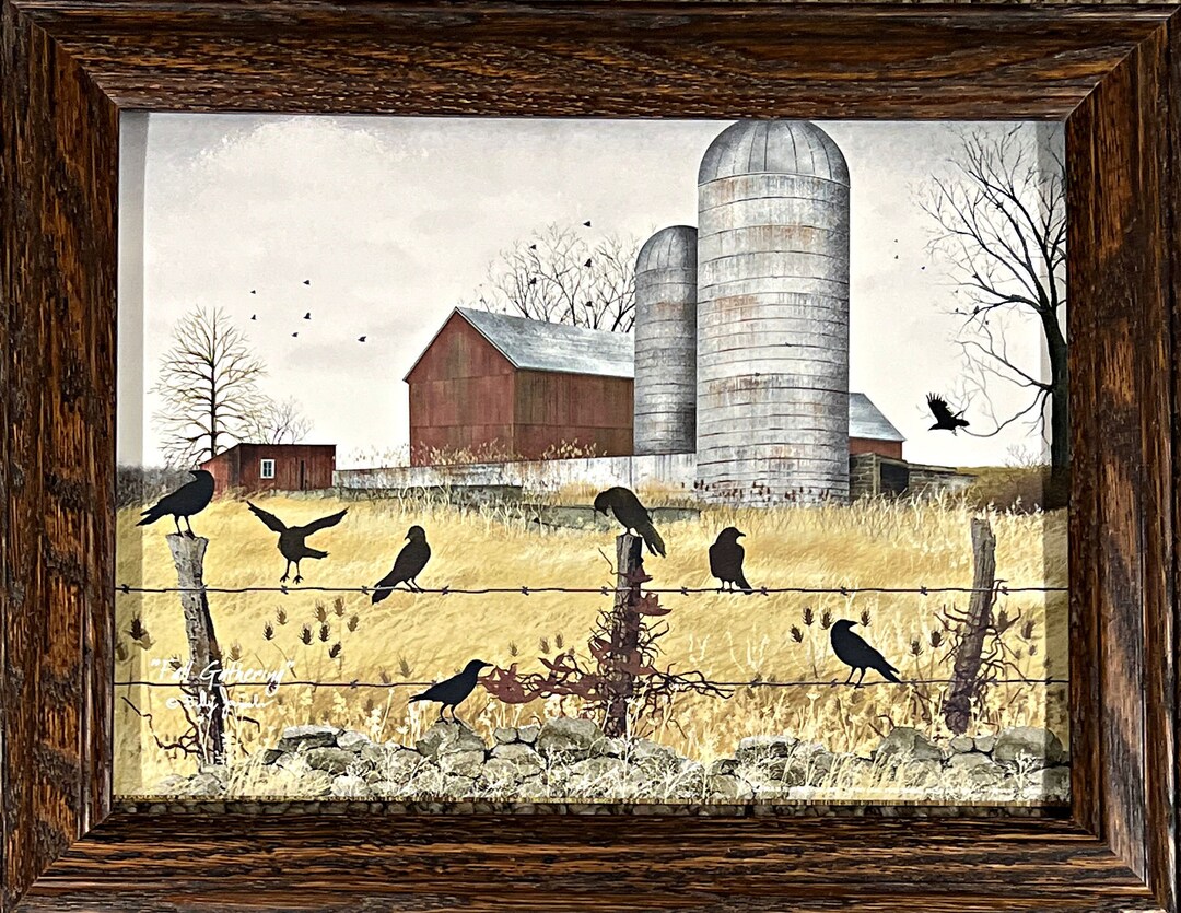 Fall Gathering by Billy Jacobs Farm Barn Crow Hand Textured Art Print ...
