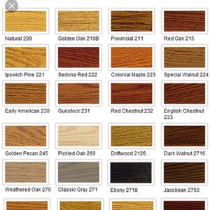 Color Chart of Classic STAINS Included and Finish SHEENS - Etsy