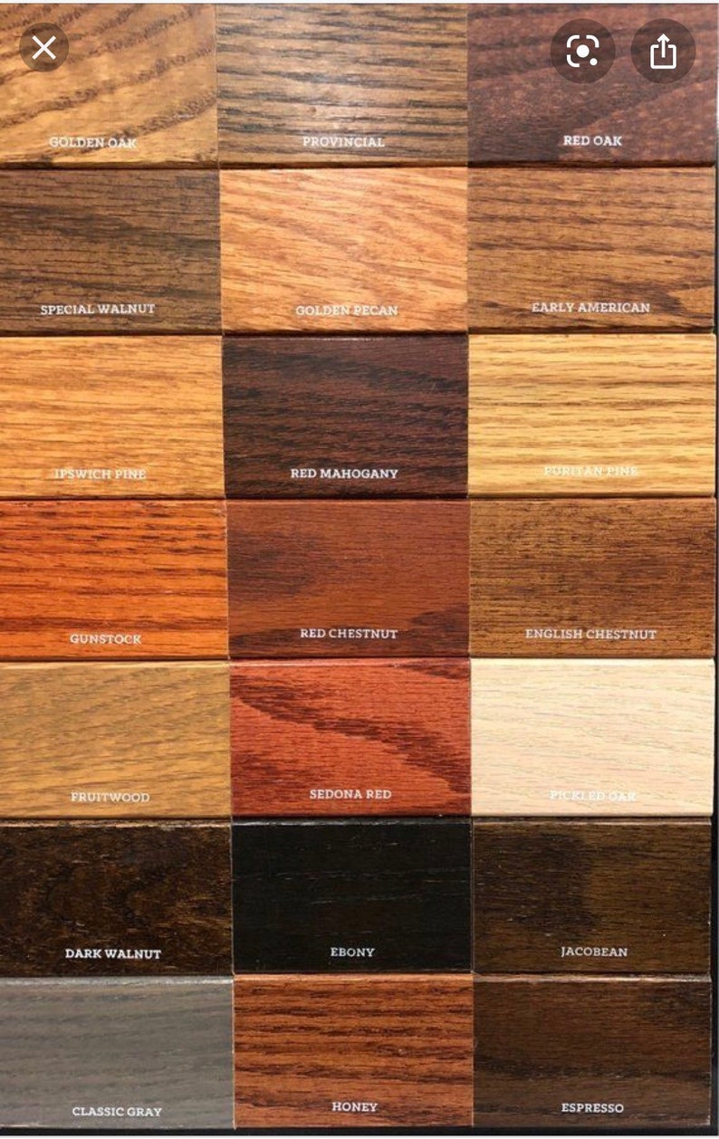 Color Chart of Classic STAINS Included and Finish SHEENS - Etsy