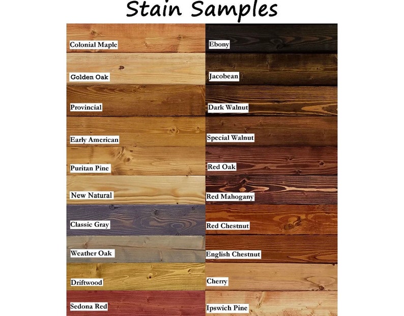 Color Chart of Classic STAINS Included and Finish SHEENS - Etsy