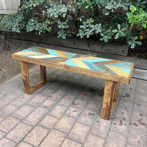 Indoor Colliding Chevron Entryway Bench 2.25 Thick Solid Wood Hallway ...