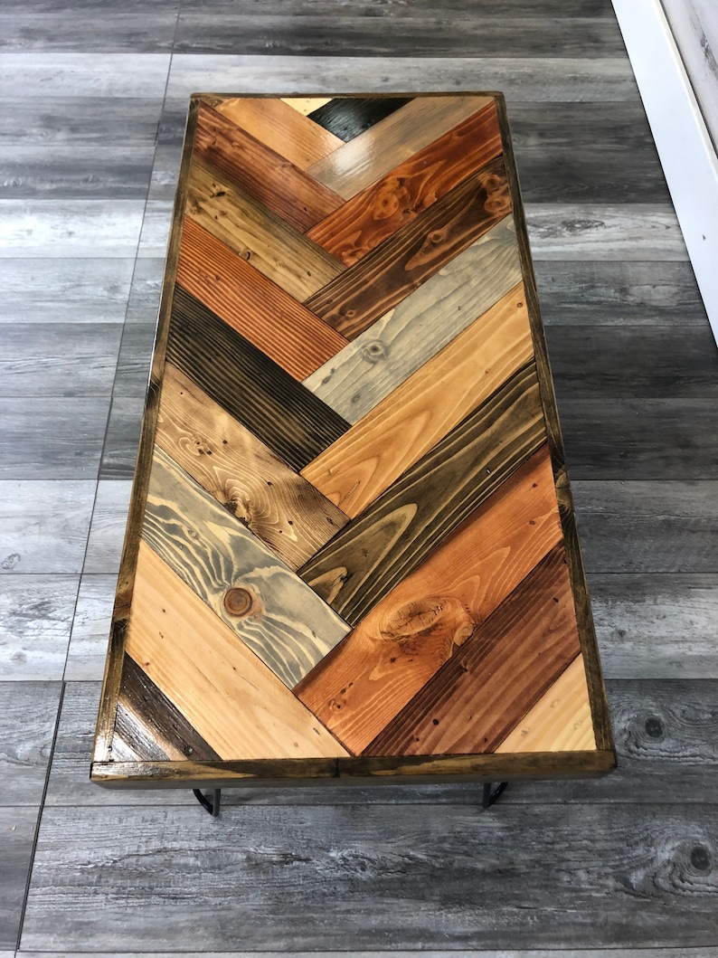 Traditional Herringbone Coffee Table With Customizable Length and Color ...