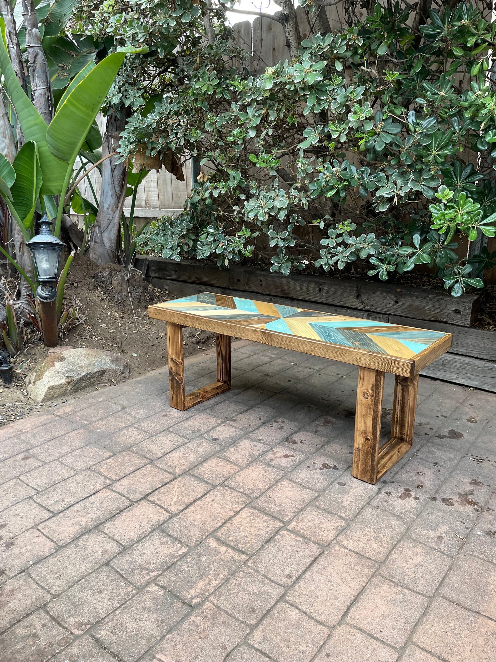 Indoor Colliding Chevron Entryway Bench 2.25 Thick Solid Wood Hallway ...