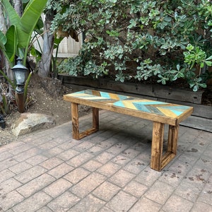 Indoor Colliding Chevron Entryway Bench 2.25 Thick Solid Wood Hallway ...