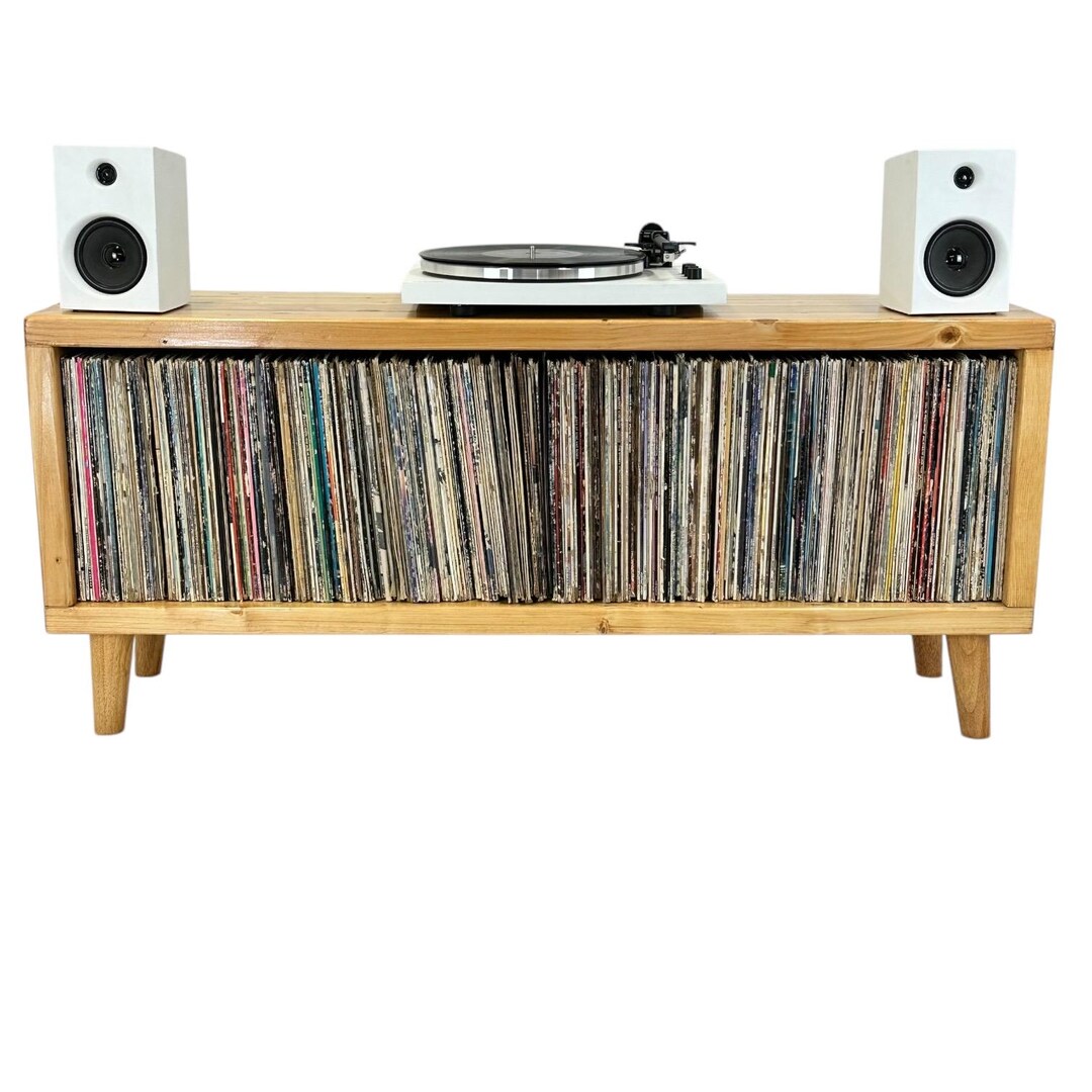 Record Storage Record Player Table Vinyl Player Stand Shelf for Records Vinyl Solid Wood Record ...