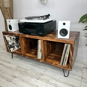 Console Table With Record Storage Furniture for Larger Amp & Receivers ...