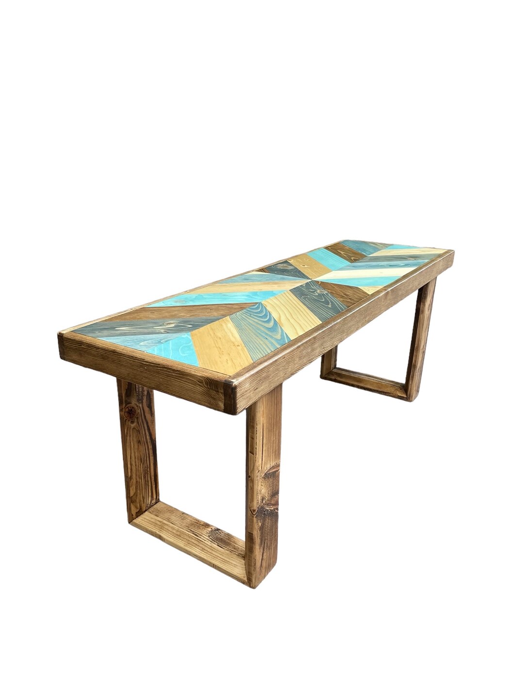Indoor Colliding Chevron Entryway Bench 2.25 Thick Solid Wood Hallway ...