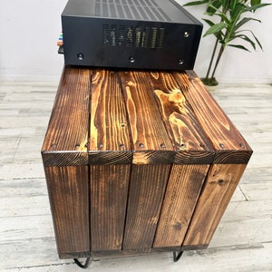 Console Table With Record Storage Furniture for Larger Amp & Receivers ...
