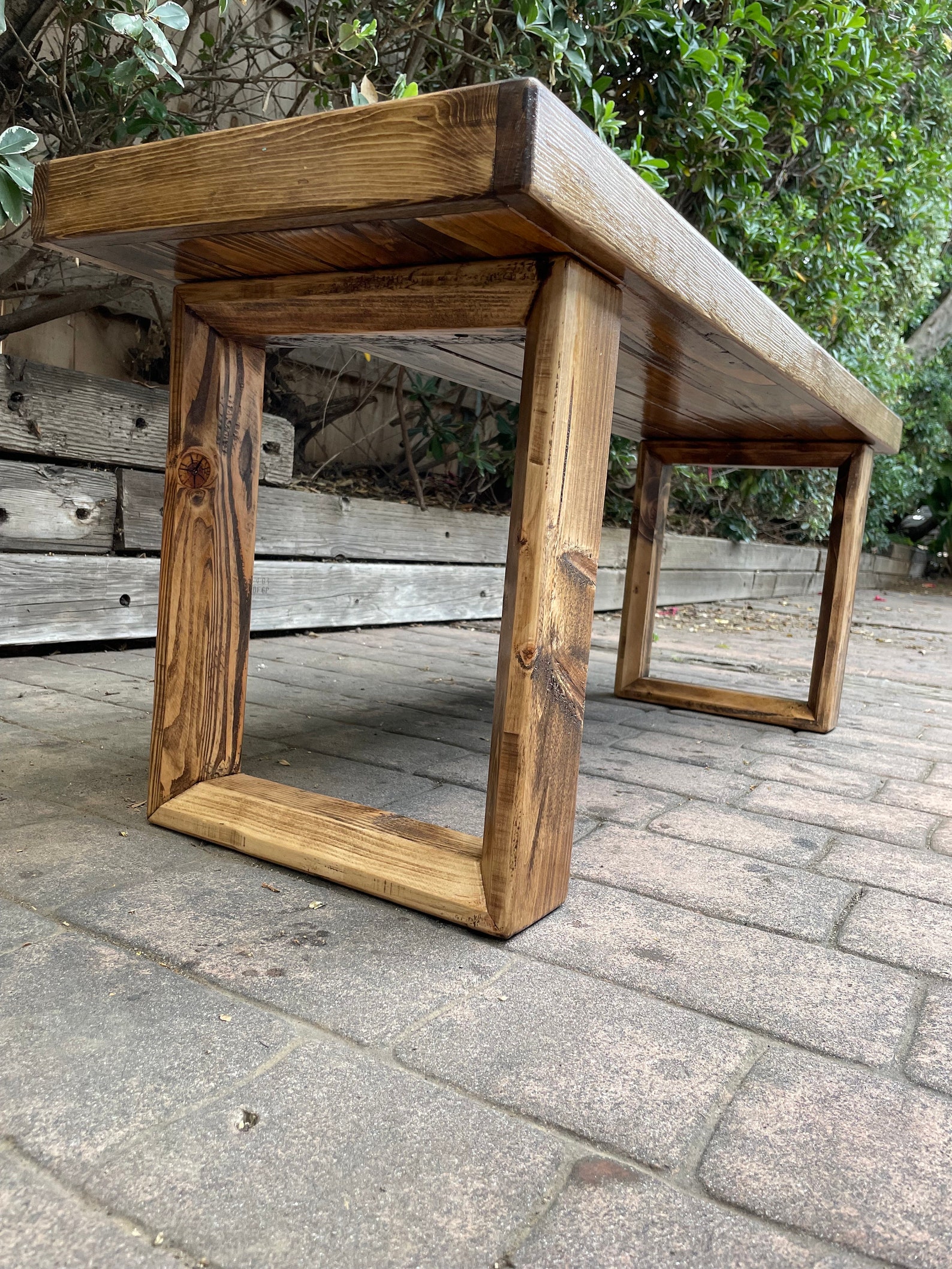 Indoor Colliding Chevron Entryway Bench 2.25 Thick Solid Wood Hallway ...
