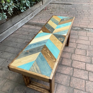 Indoor Colliding Chevron Entryway Bench 2.5 Thick Solid Wood Hallway ...