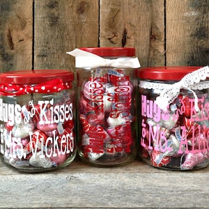 Valentine's Day Gift, Personalized Candy Jar, Hugs and Kisses, Teacher ...