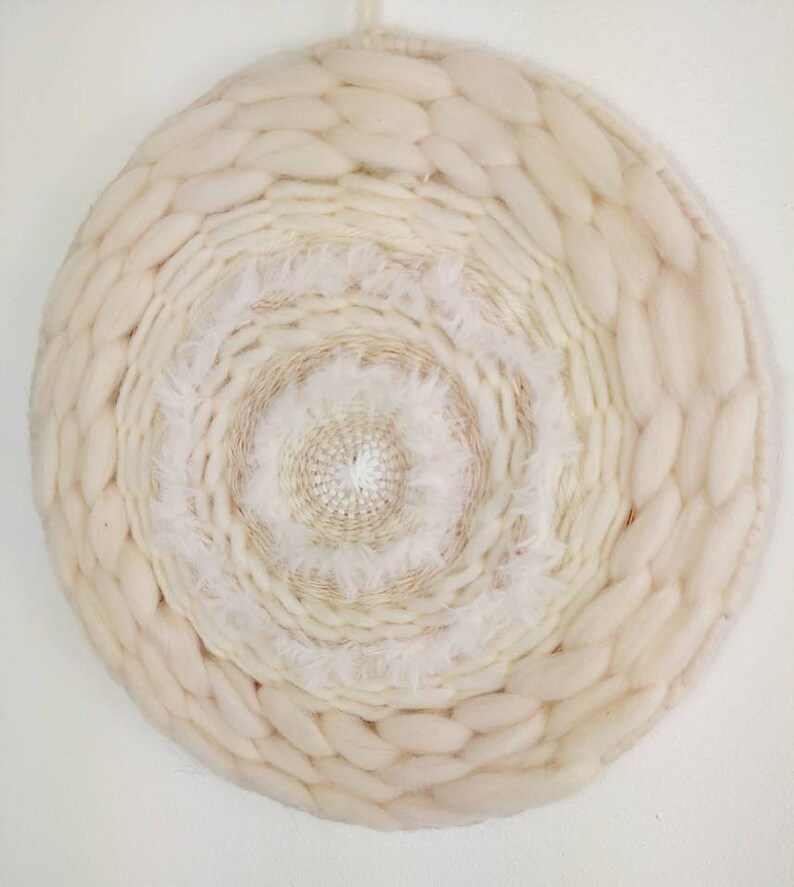 Cream Circular Weave Round Wall Art Textile Art Shabby - Etsy