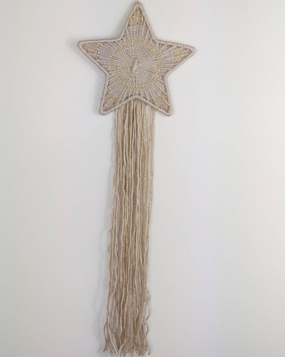 Modern Gold Star Weave, Dreamcatcher, Textile Art, Shabby Wall, Neutral ...