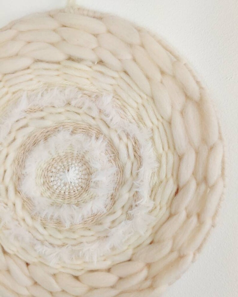 Cream Circular Weave Round Wall Art Textile Art Shabby - Etsy