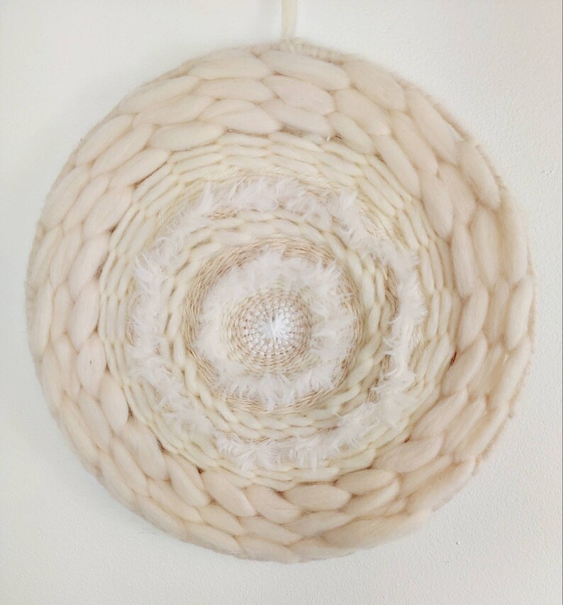 Cream Circular Weave Round Wall Art Textile Art Shabby - Etsy