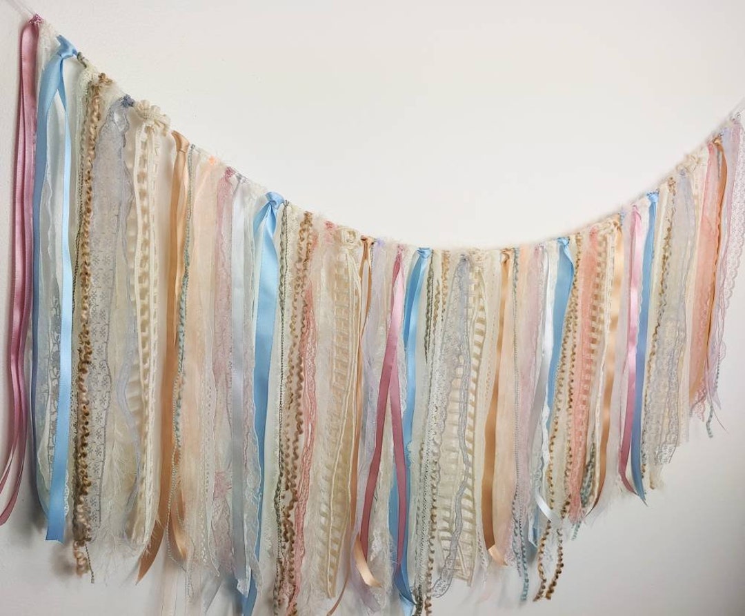 Renaissance Garland, Ribbon Garland, Pastel Banner, Baby Boho Decor ...