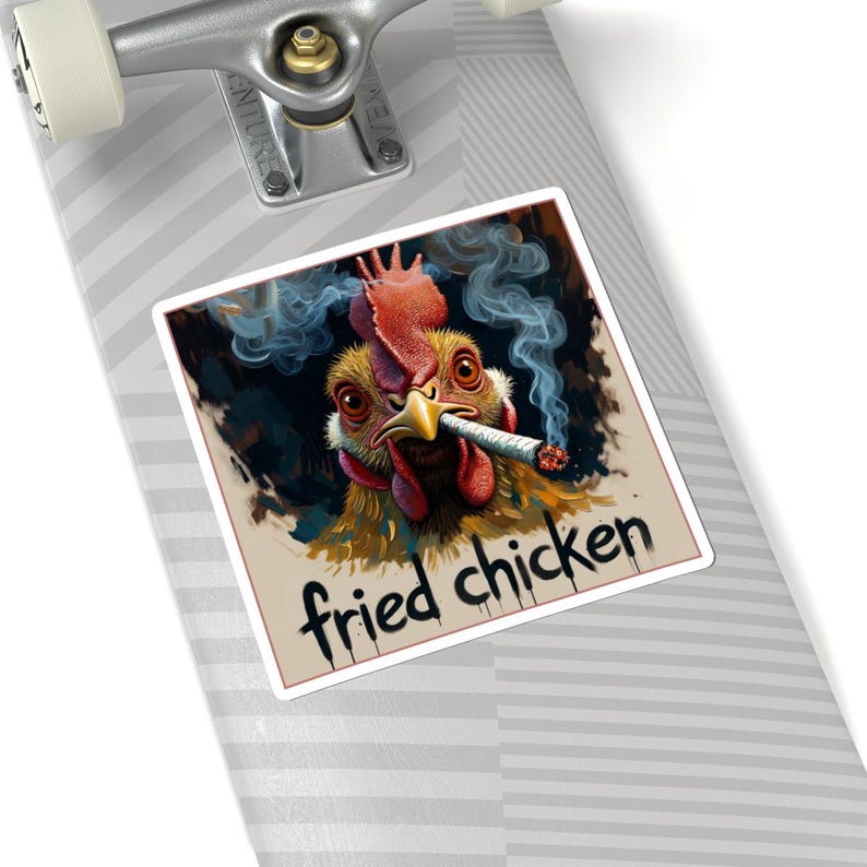 420 Fried Chicken Smoking Rooster Stoner Art Funny Vinyl Glossy Kiss ...