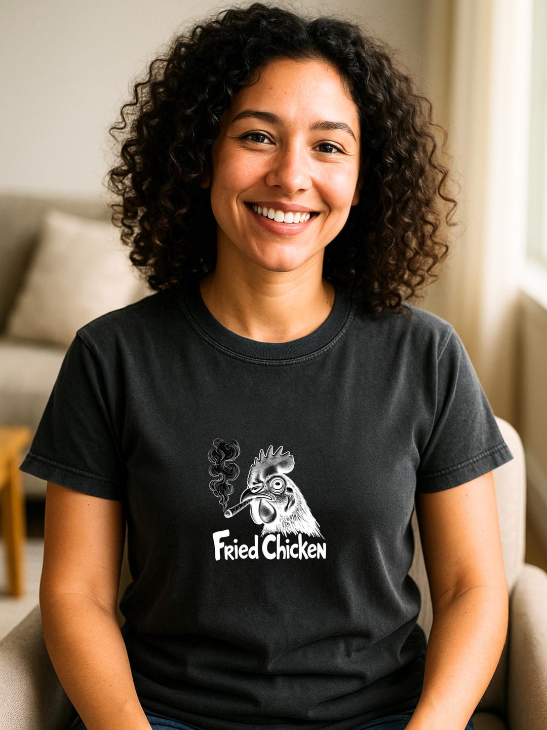 Fried Chicken Tee Graphic Funny Sarcastic Humor Comfort Colors Dyed T ...