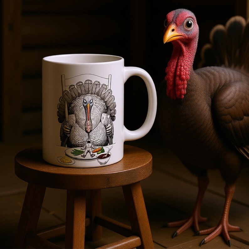 Cannibal Turkey Mug—surreal Thanksgiving Sarcastic Ceramic Coffee Cup ...