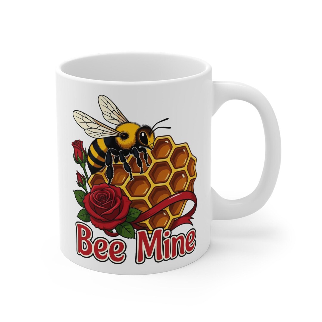 Bee Mine Mug | Valentine Honeycomb Rose Ceramic Coffee Cup Gift 11oz - Etsy