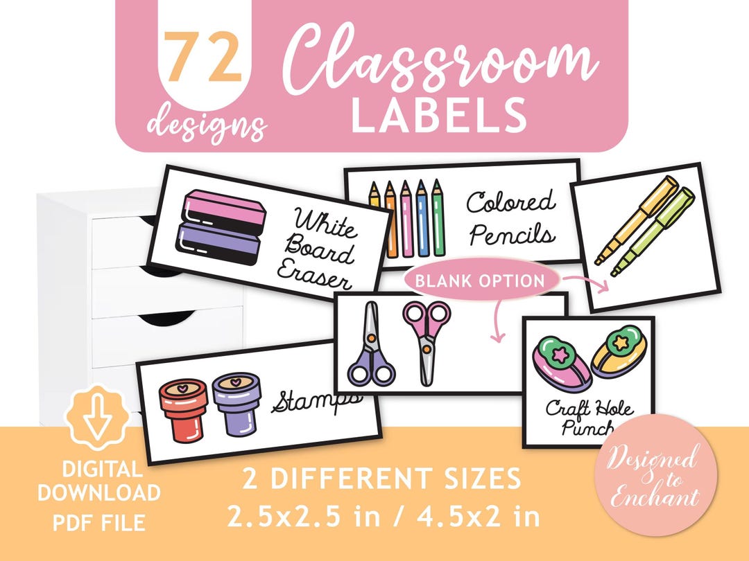 Colorful Classroom Labels, Printable Classroom Supply Labels, Teacher ...