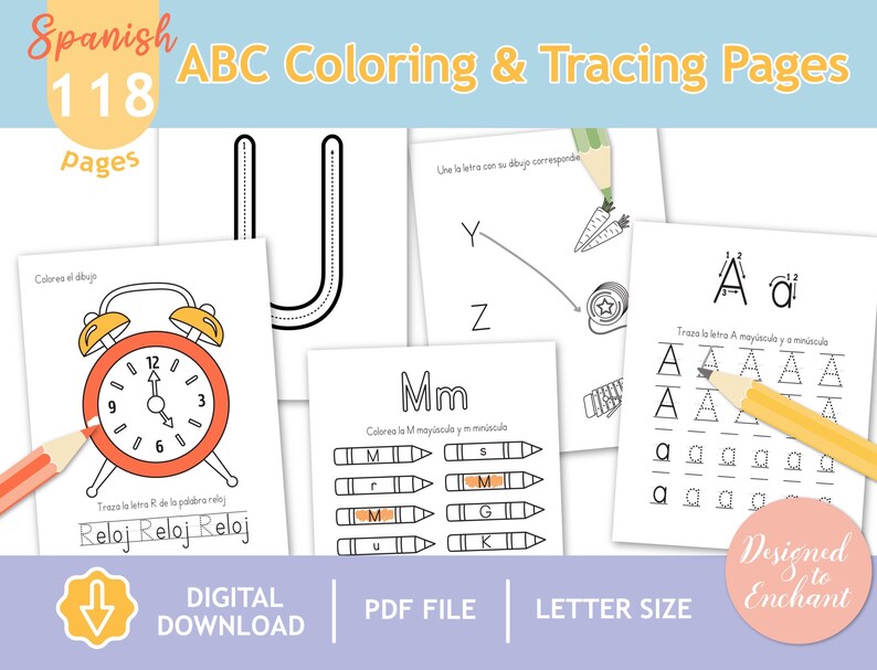 ABC Spanish Coloring & Tracing Pages, Spanish Alphabet Coloring Pages ...