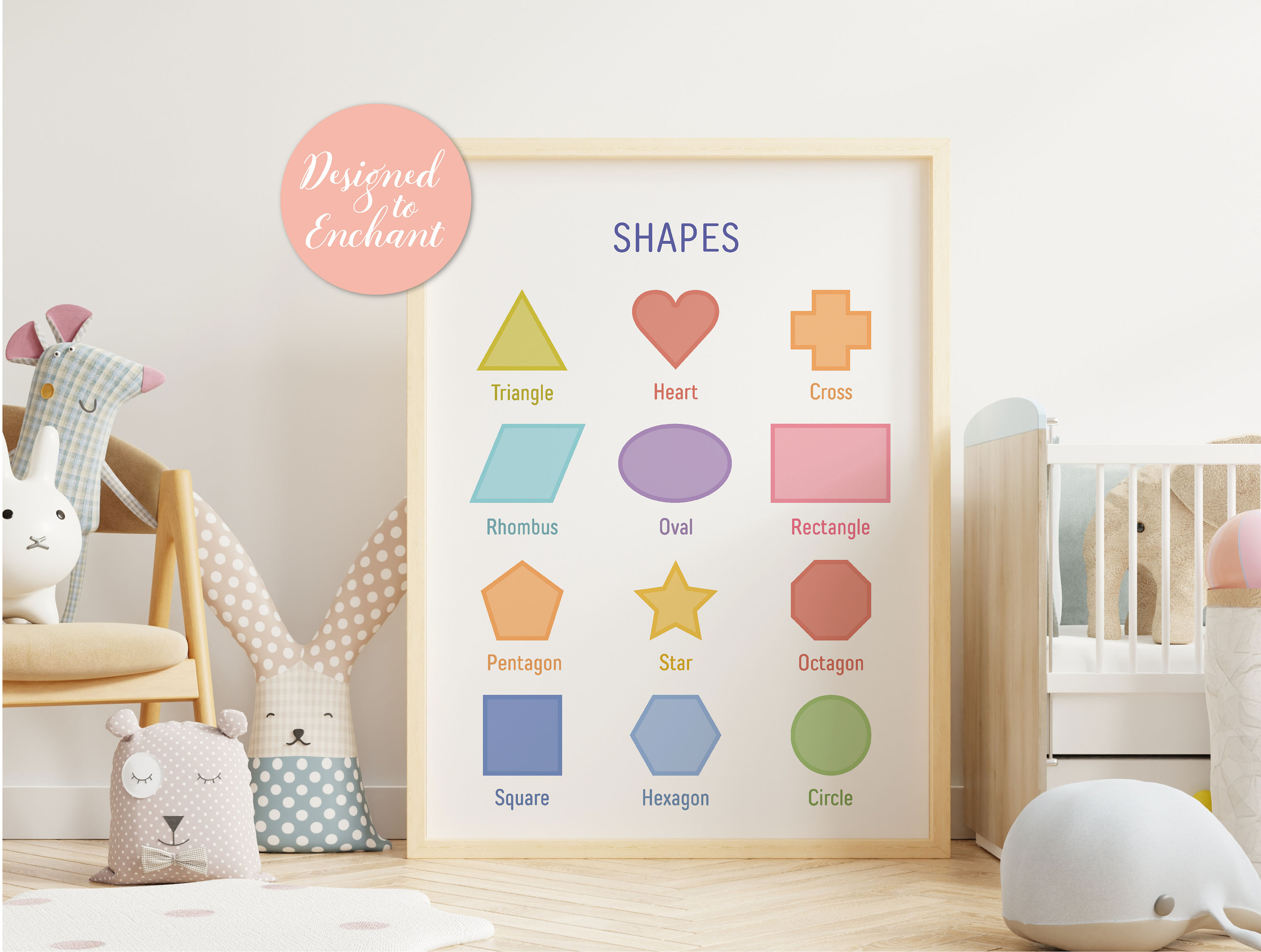 Educational Numbers Poster Classroom Shapes Print Learning Poster for ...
