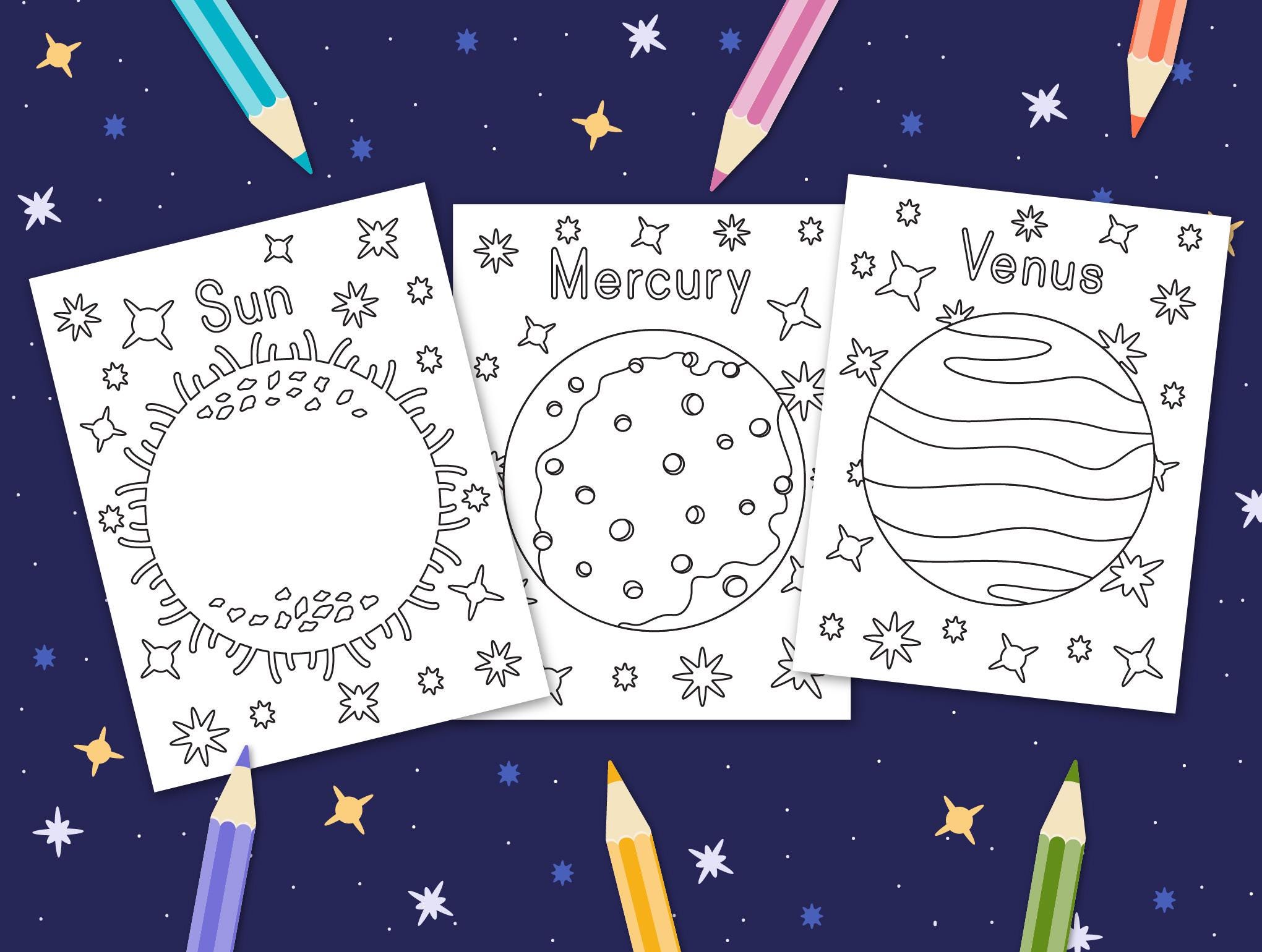 10 Space Coloring Pages, Solar System Coloring Pages for Kids, Outer ...