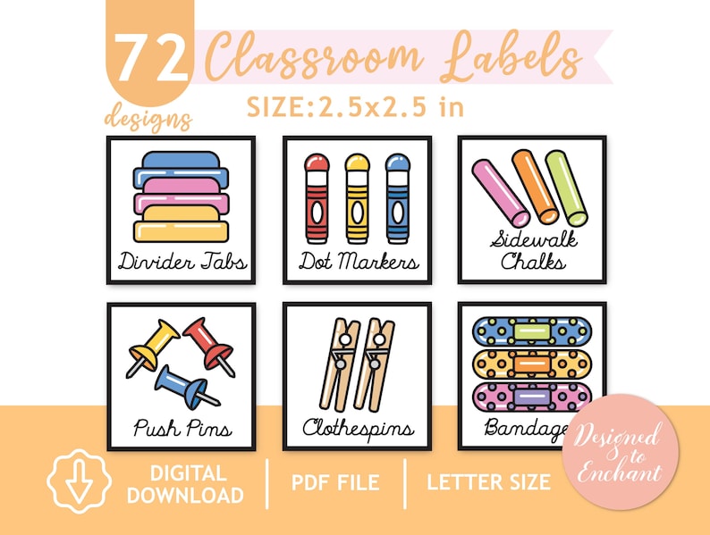 Colorful Classroom Labels, Printable Classroom Supply Labels, Teacher ...