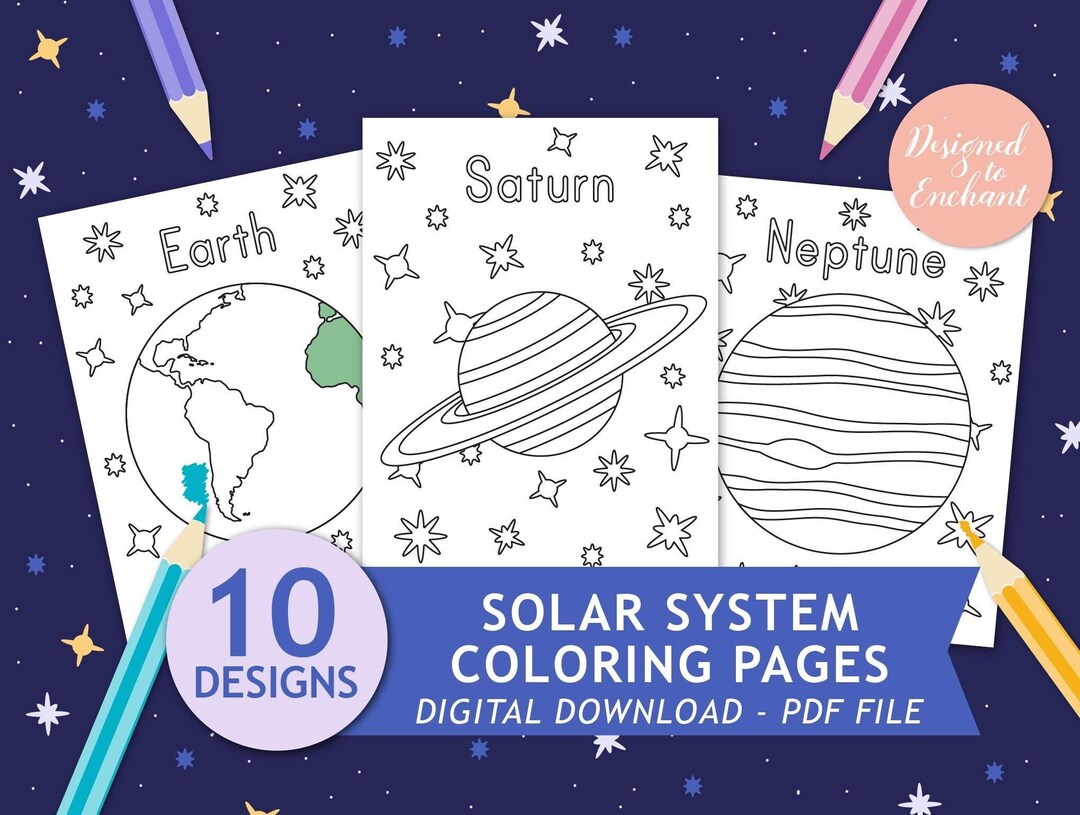 10 Space Coloring Pages, Solar System Coloring Pages for Kids, Outer ...