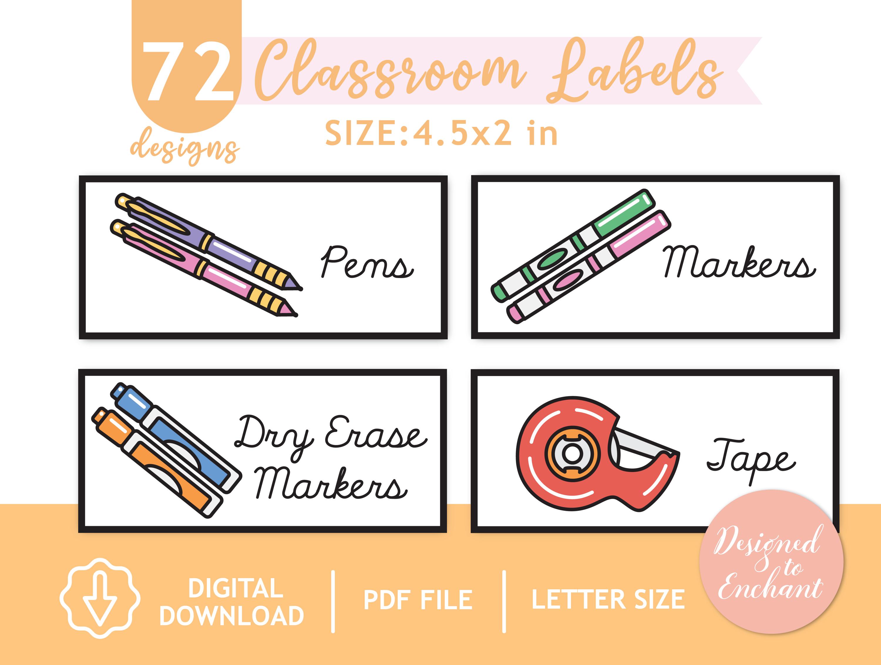 Colorful Classroom Labels, Printable Classroom Supply Labels, Teacher ...