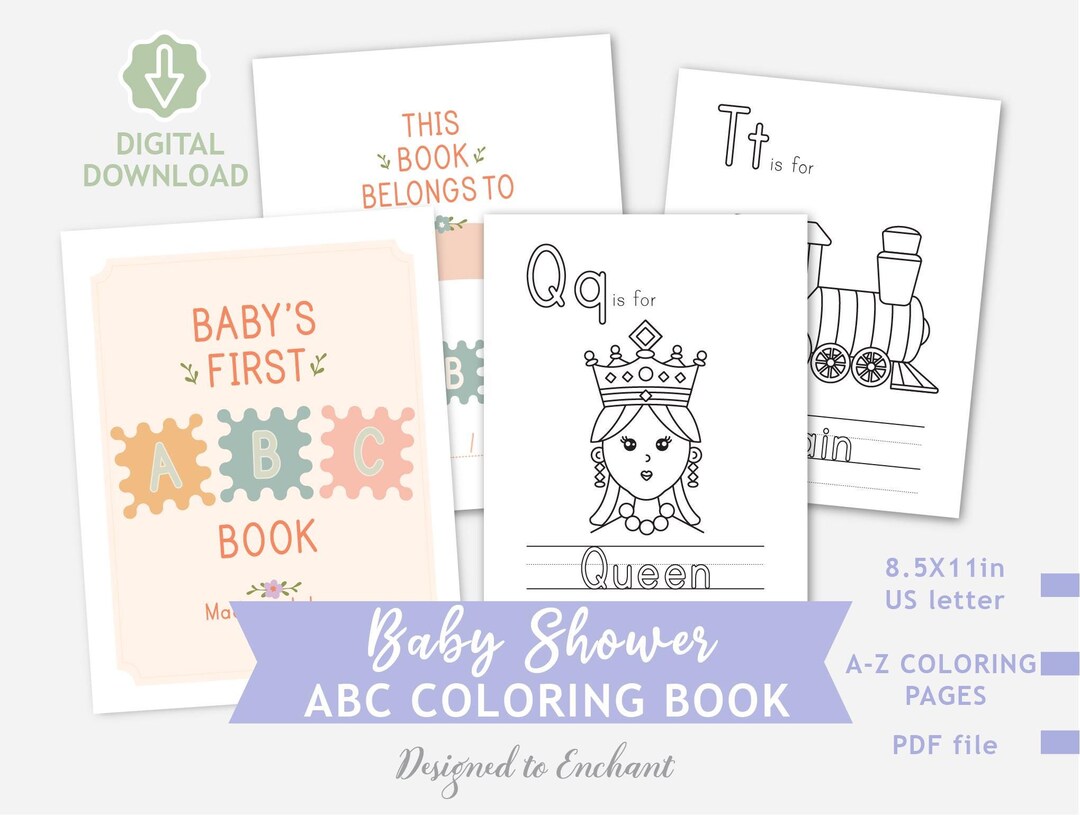 ABC Coloring Book, Baby Shower Activity Book, Baby's First ABC Book ...