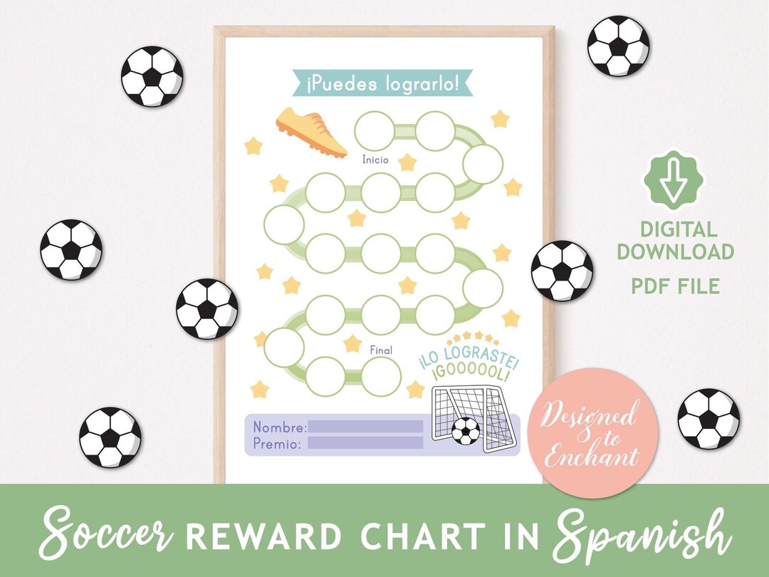 Soccer Reward Chart in Spanish, Printable Reward Chart, Behavior Chart ...