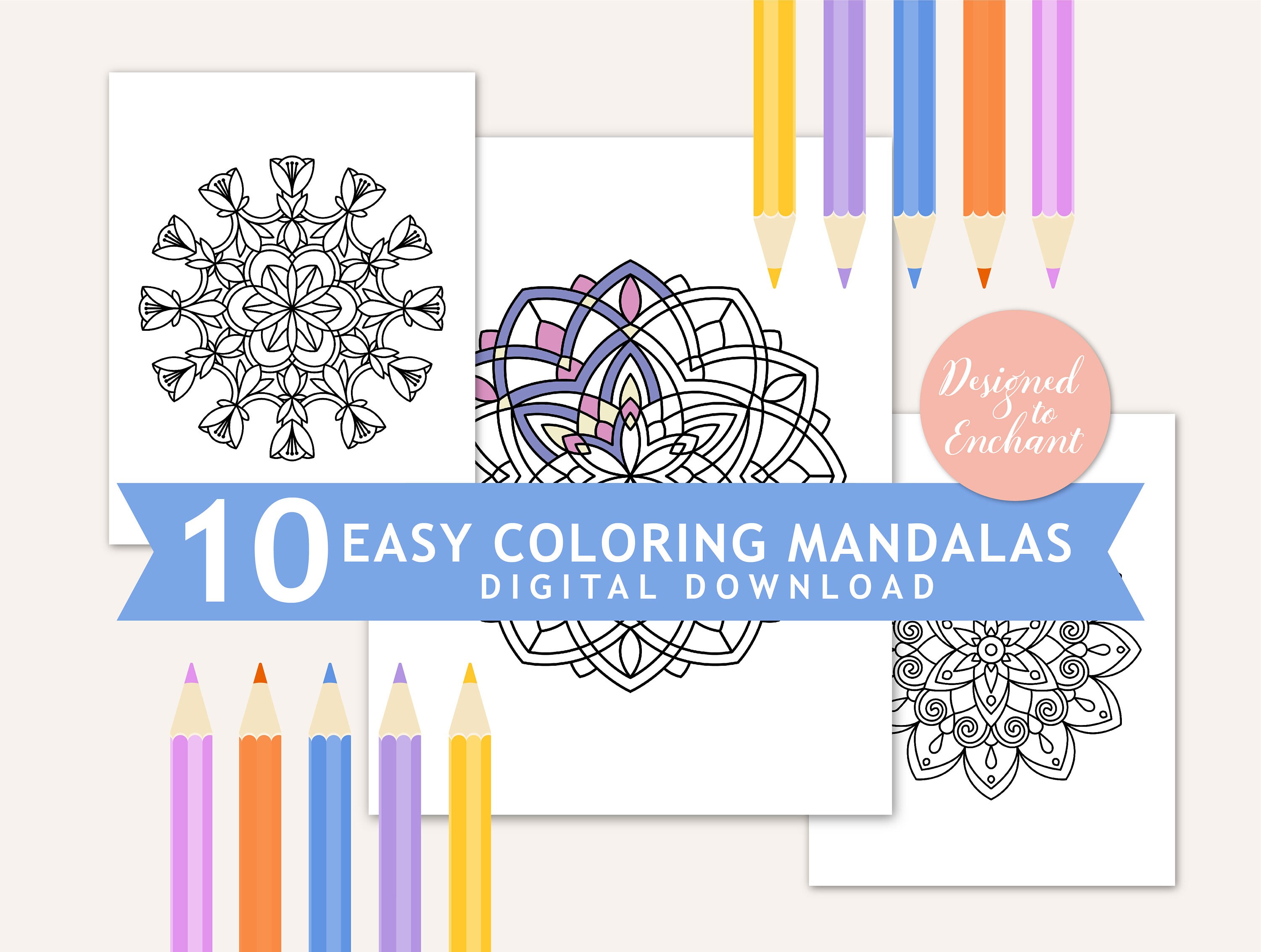 Coloring Mandala for Kids Easy Mandala for Children Preschool Mandala ...