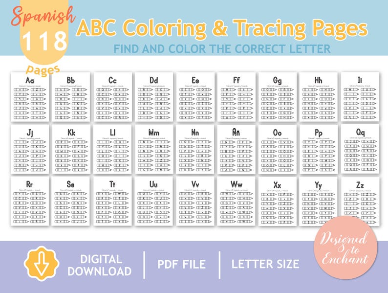 ABC Spanish Coloring & Tracing Pages, Spanish Alphabet Coloring Pages ...