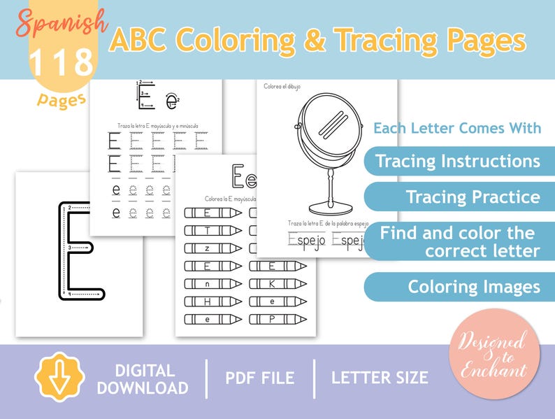 ABC Spanish Coloring & Tracing Pages, Spanish Alphabet Coloring Pages ...