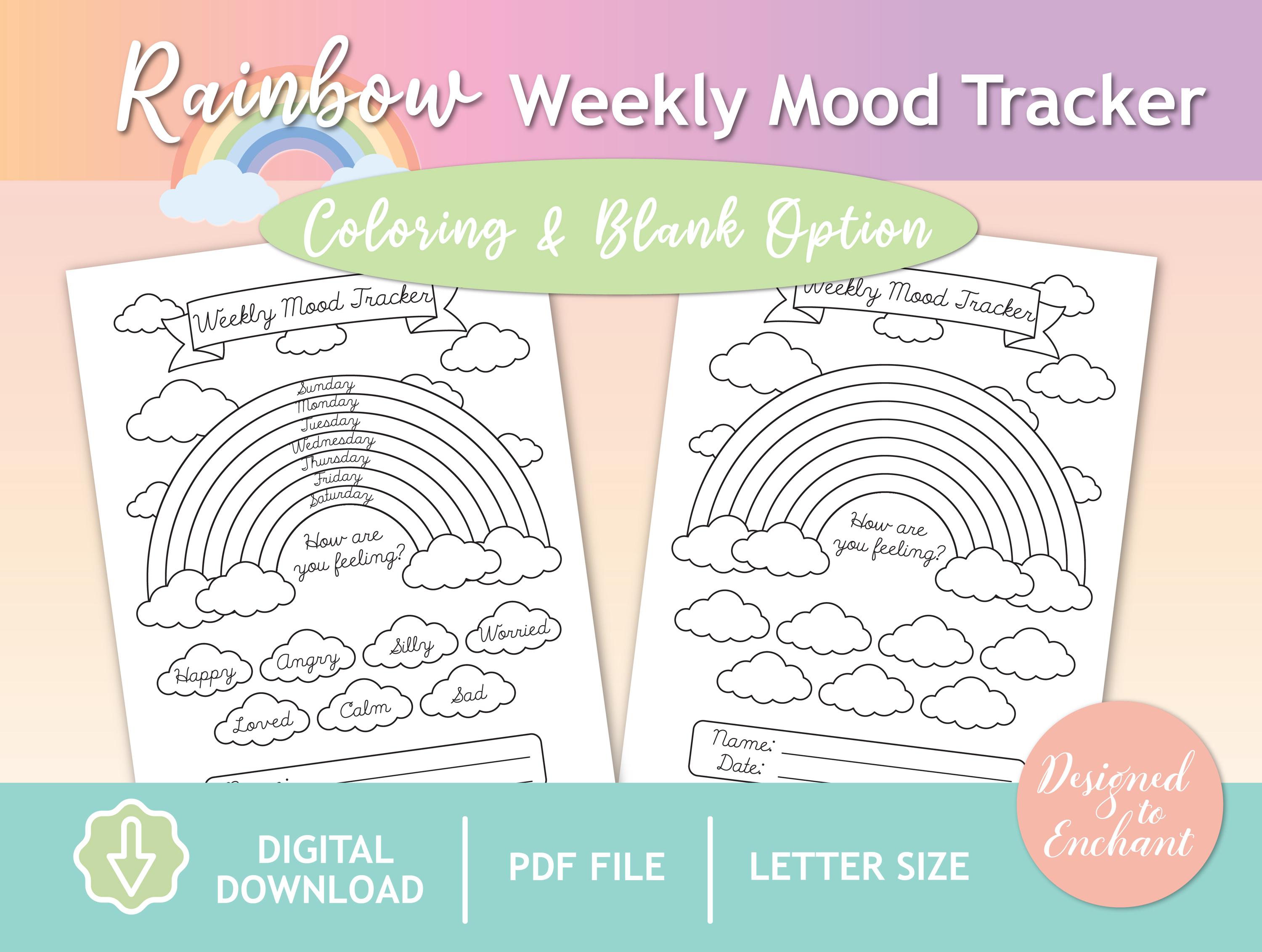 Rainbow Weekly Mood Tracker, Printable Mood Tracker, Feeling Tracker ...