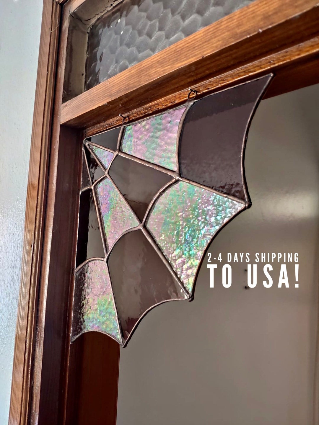 Stained Glass Spider Web for the Corners, Handmade Suncatcher, Hanging ...