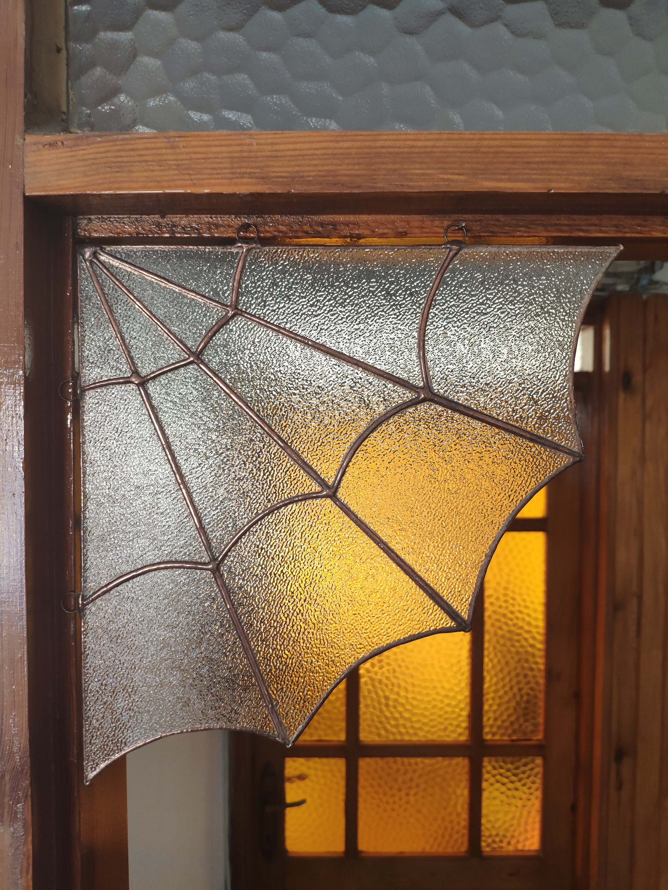 Stained glass spider web for the corners Handmade suncatcher | Etsy