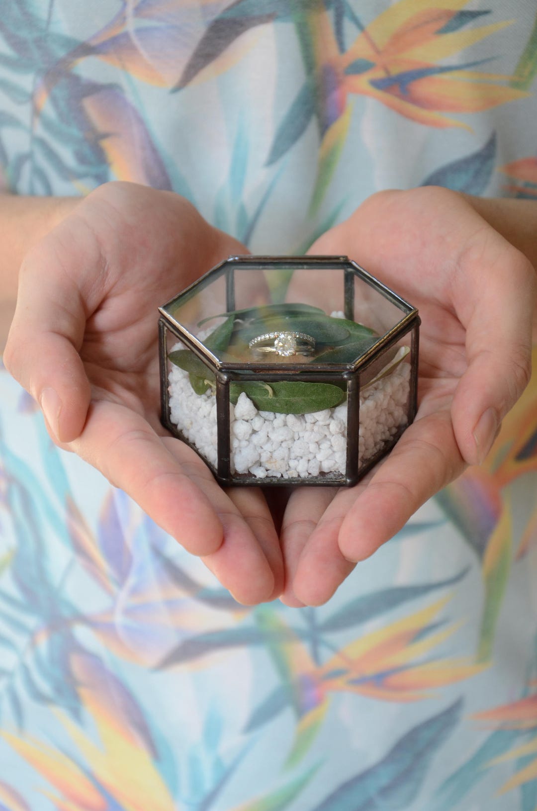 Customized Wedding Ring Holder, Ring Bearer Box With Lid, Glass Ring ...