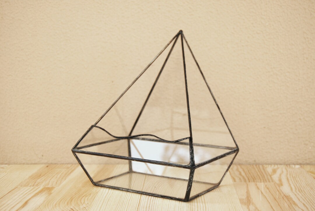 Prism Geometric Glass Terrarium, Handmade Glass Box, Stained Glass ...