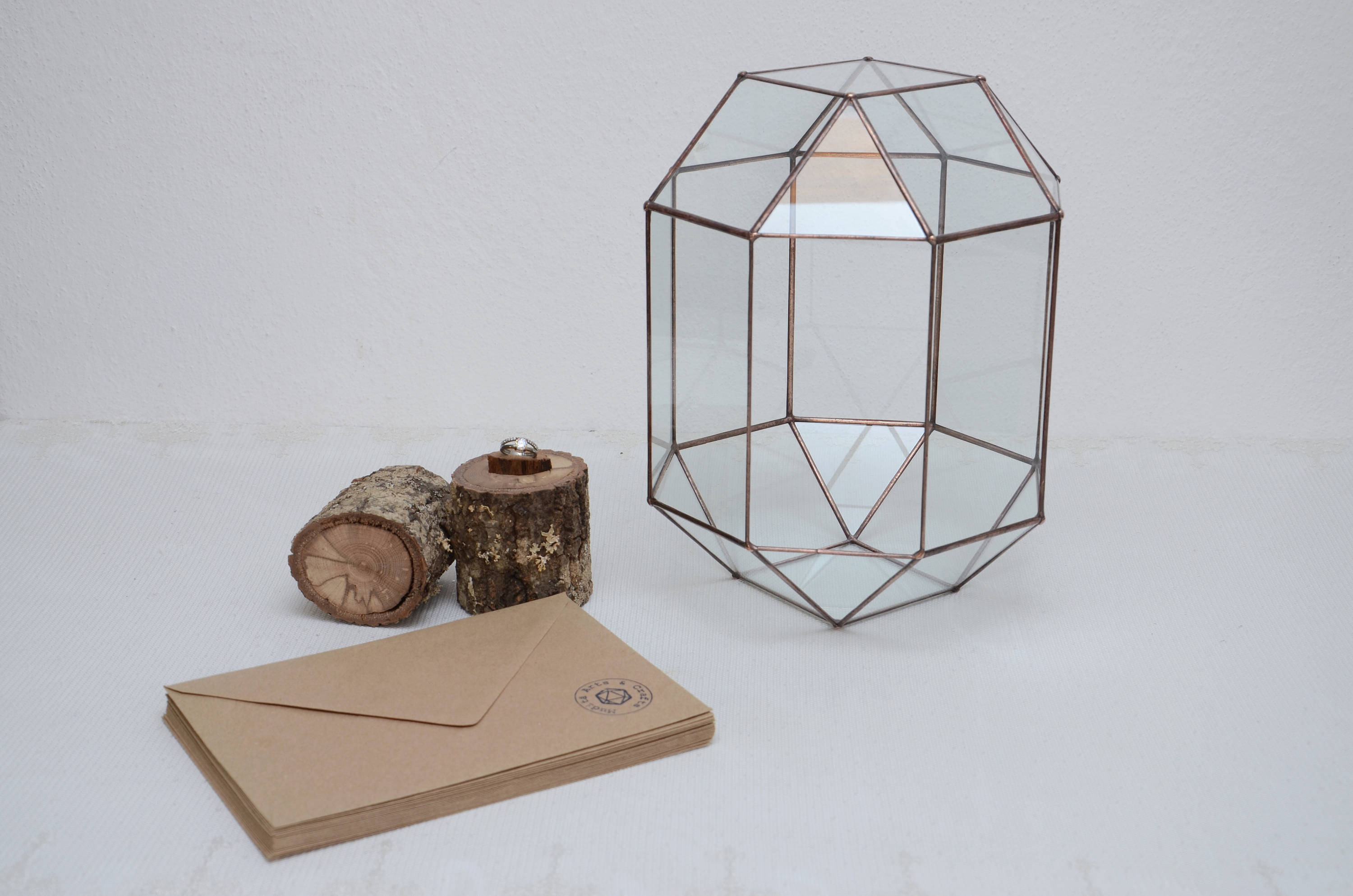 Customized Card Box Large Geometric Box Envelope Holder Rustic | Etsy