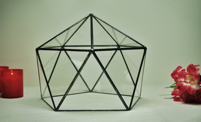 Large Geometric Terrarium Stained Glass Terrarium Planter | Etsy