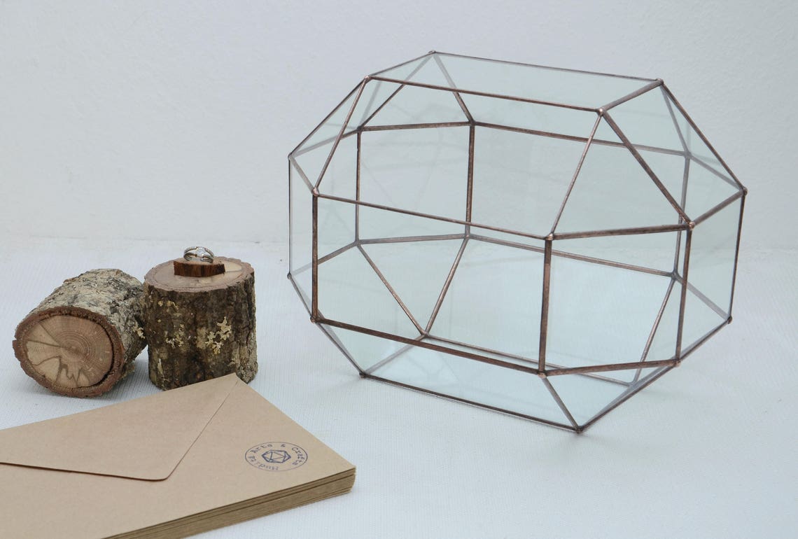 Customized Card Box Large Geometric Box Envelope Holder Rustic | Etsy