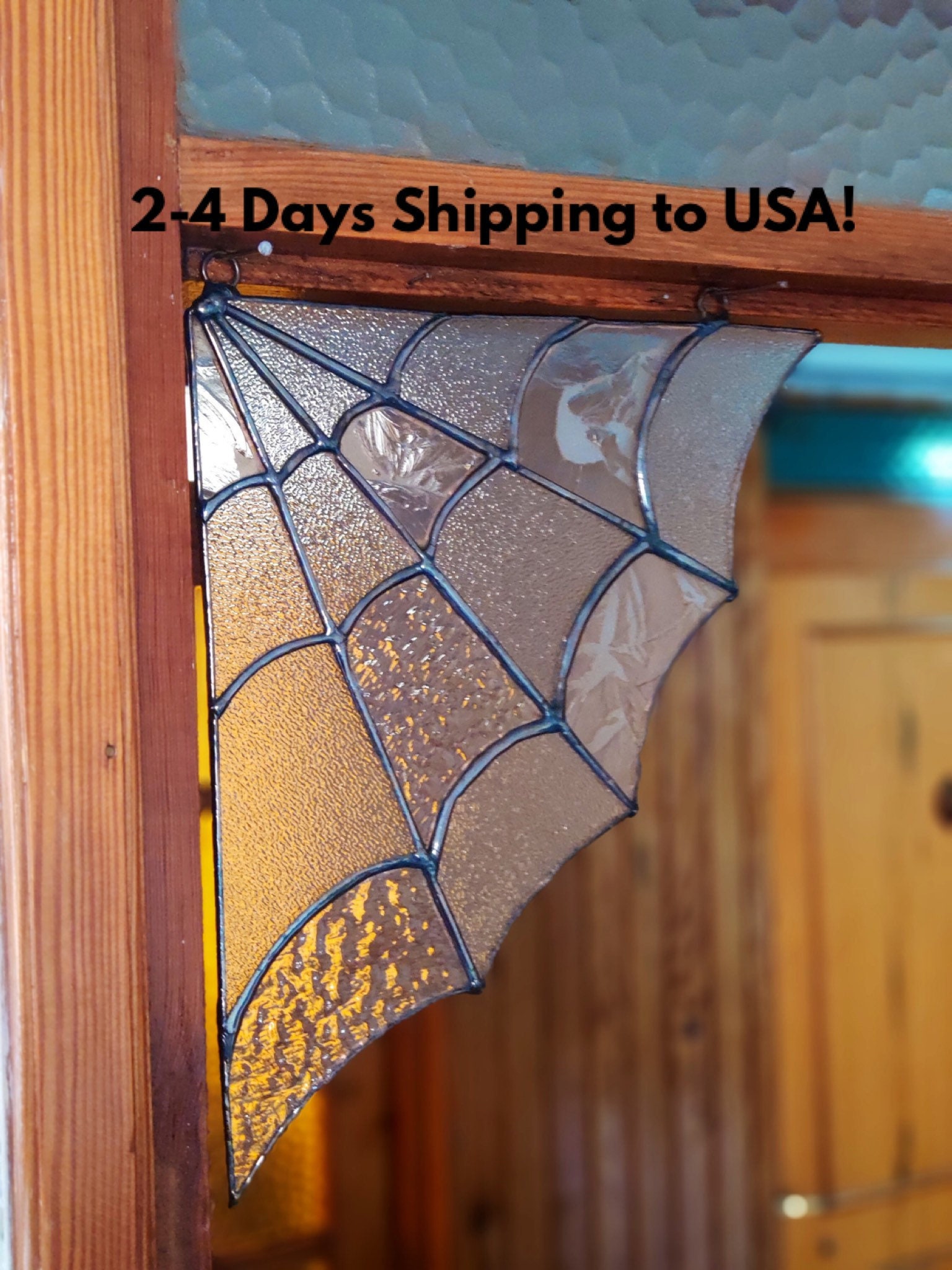 Stained glass spider web for the corners Handmade suncatcher | Etsy