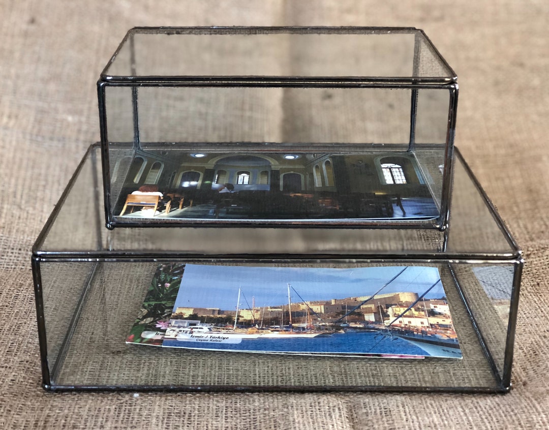 Set of Two Glass Jewelry Box, Wedding Keepsake Box, Customized Photo ...