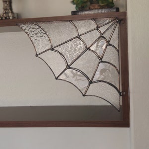 Stained Glass Spider Web for the Corners, Handmade Suncatcher, Hanging ...
